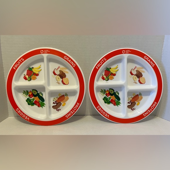 Dining | 2 Healthy Nutrition Plates Food Groups Nwot Portion Control ...